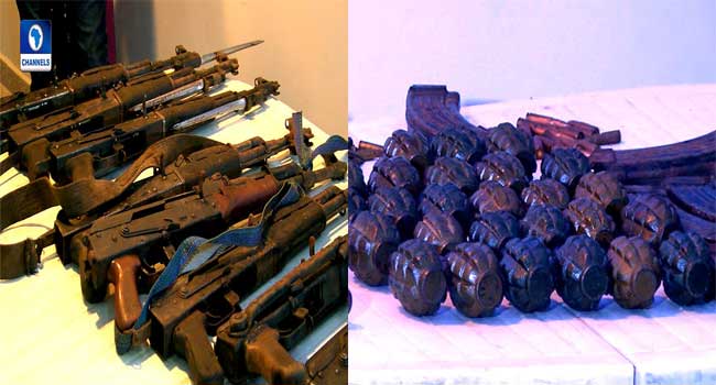 PHOTOS: DSS Parades Weapons Recovered From Suspected Bomb Expert ...