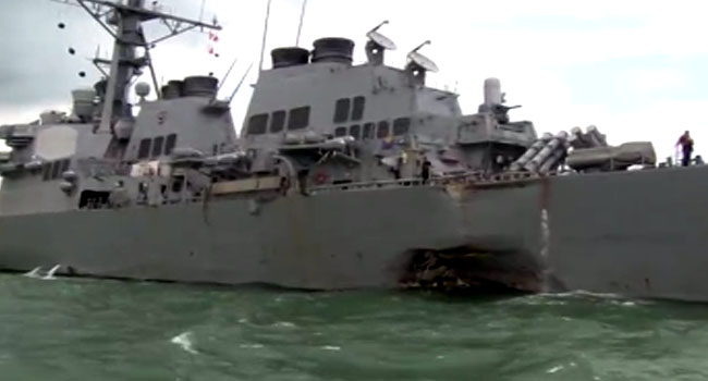 10 Missing After U.S. Warship, Tanker Collide Near Singapore – Channels ...