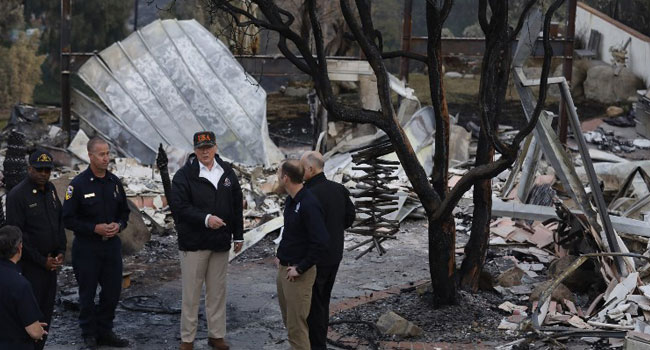 Trump Visits Fire-Wracked California, Blames Mismanagement • Channels ...