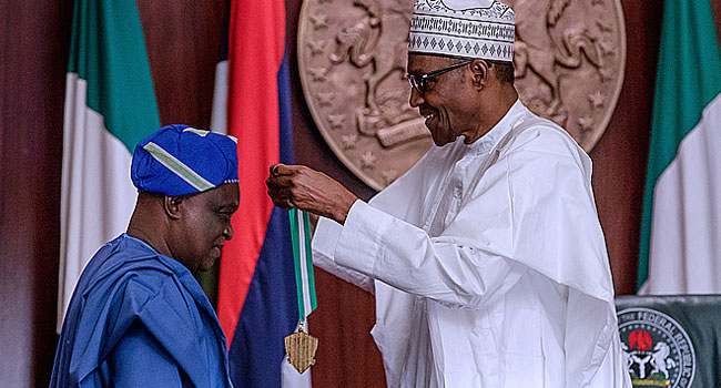 President Buhari Confers National Merit Award On Professor Olu Obafemi ... President Buhari Confers National Merit Award On Professor Olu Obafemi ...