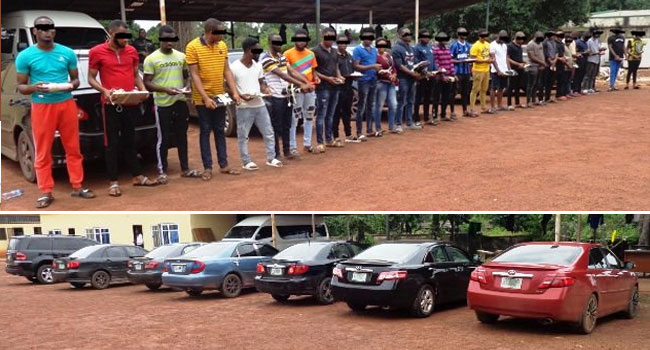 PHOTOS: 28 Suspected Fraudsters Arrested, Cars Recovered In EFCC Raid ...