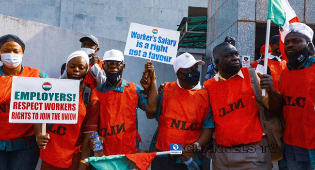 PHOTOS: NLC Protests At CAC Headquarters In Abuja – Channels Television